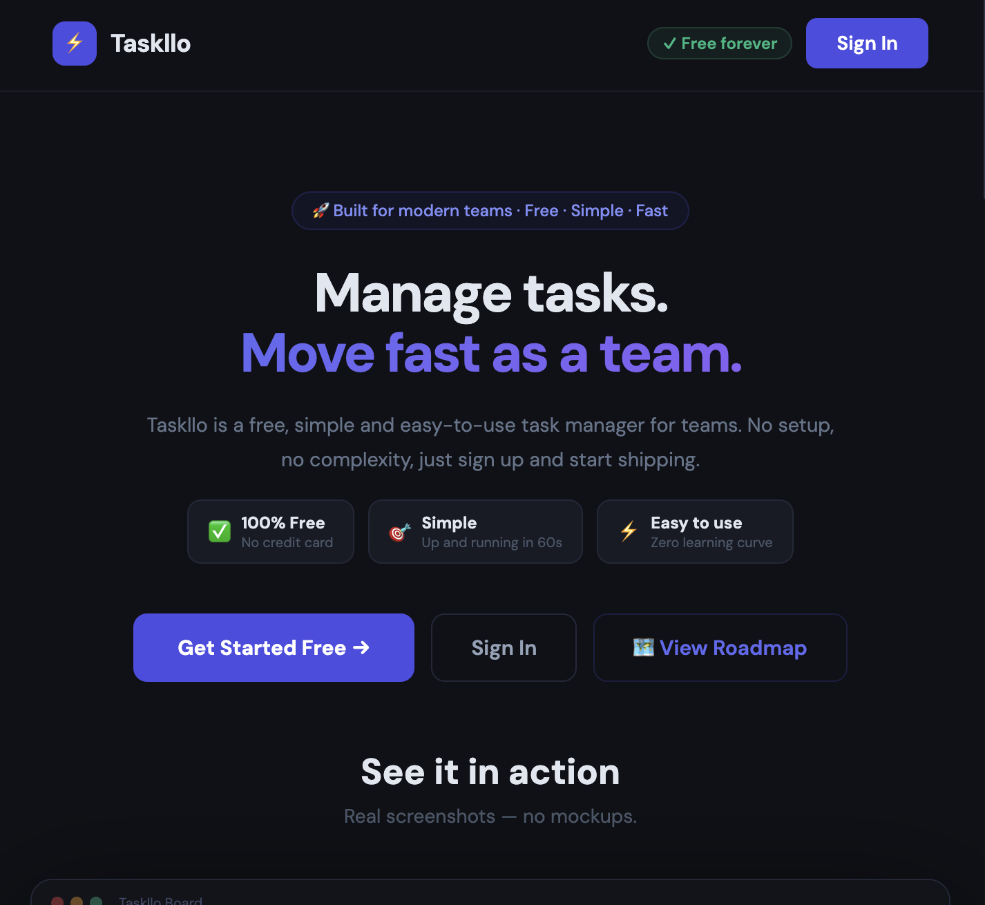 Taskllo — Free Task Management for Teams
